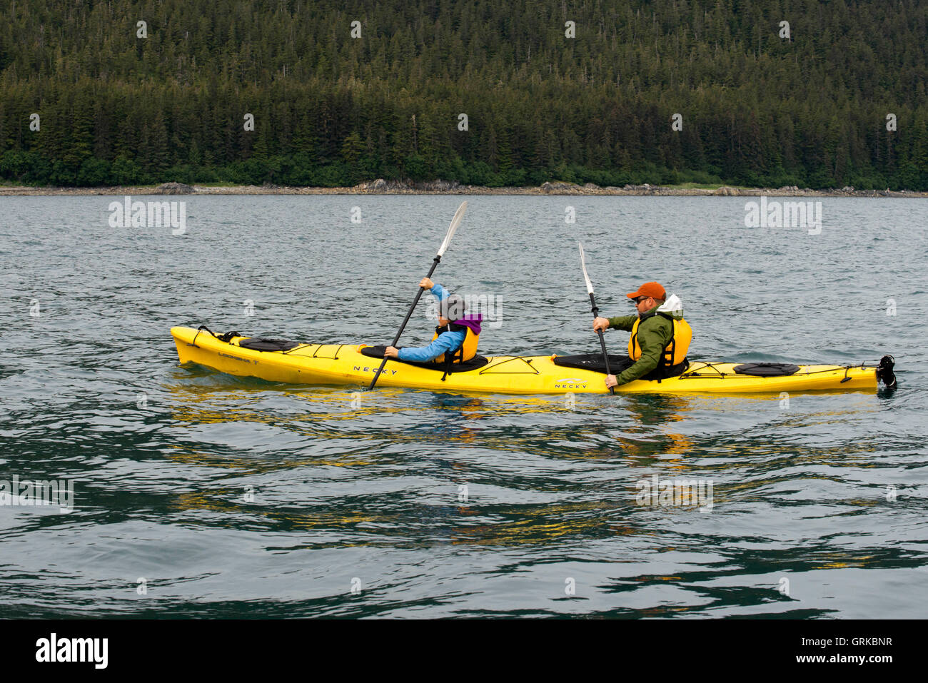 Kayaking in Icy Strait. Glacier Bay National Park adn Preserve ...
