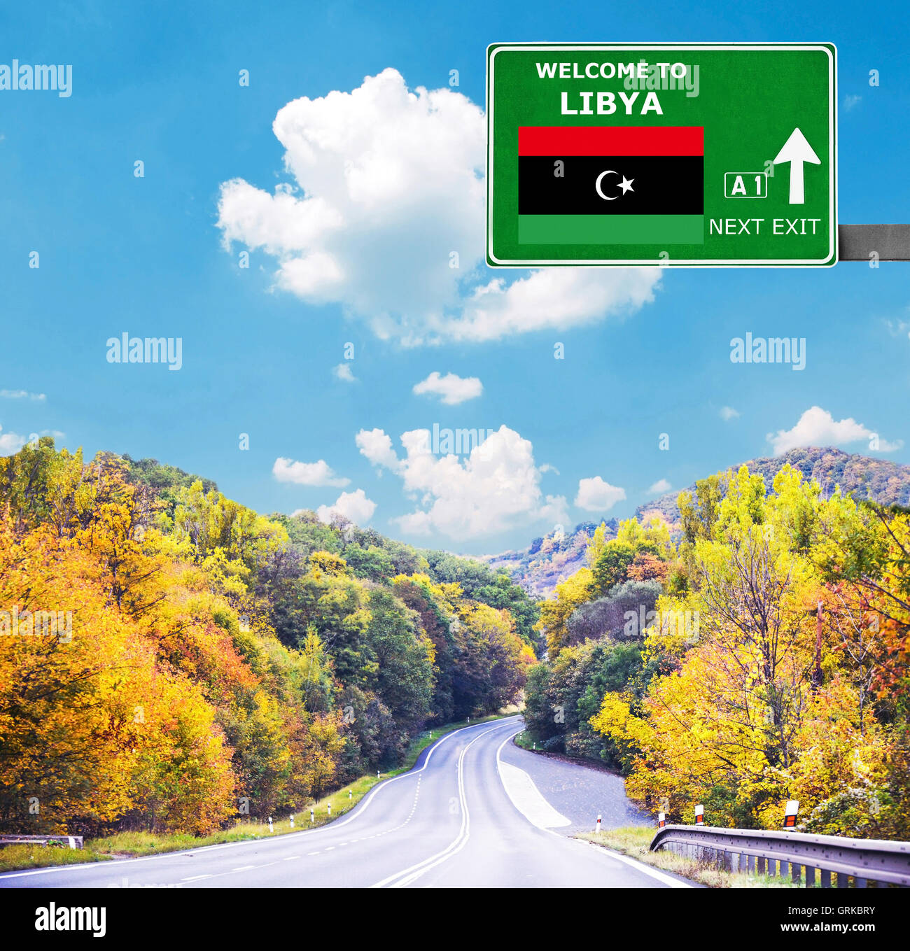 Libya highway road sign hi-res stock photography and images - Alamy