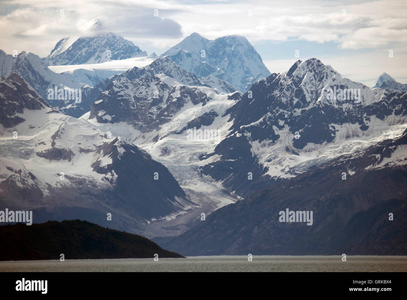 Fairweather in Glacier Bay National Park Alaska USA. Tarr inlet in ...