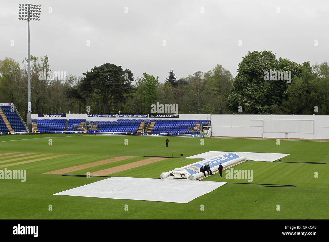 General view of the SWALEC Stadium as rain delays the start of play on ...