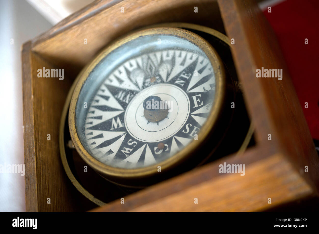 Compass exhibit at Old Low Light heritage centre, North Shields Stock ...