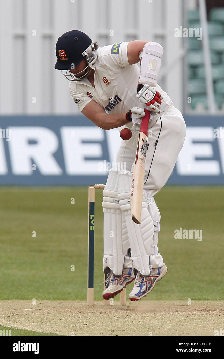 Graham Napier of Essex is struck by a Wayne White delivery ...