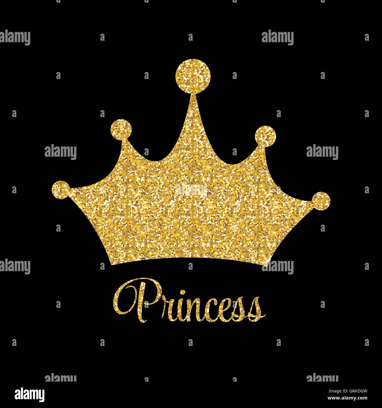 Princess Golden Glossy Background with Crown Vector Illustration Stock ...