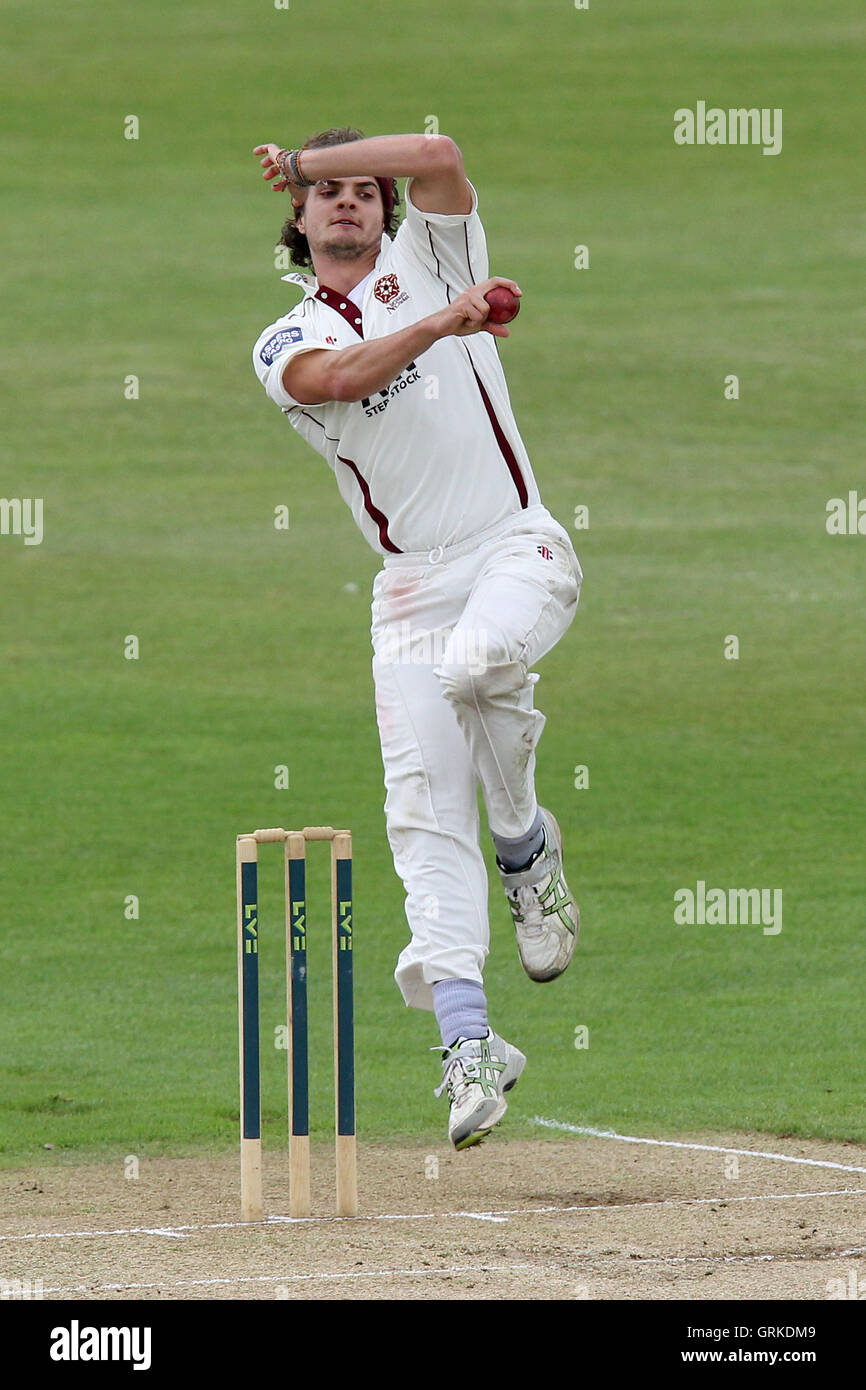 Jack Brooks in bowling action for Northants - Northamptonshire CCC vs ...