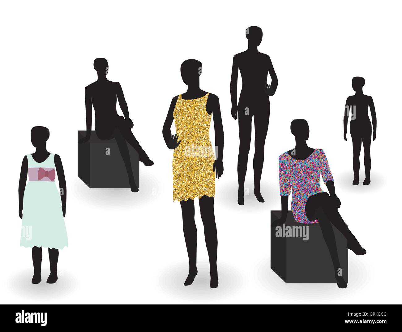 Beauty and fashion. Mannequin in clothes and without. Vector Ill Stock ...