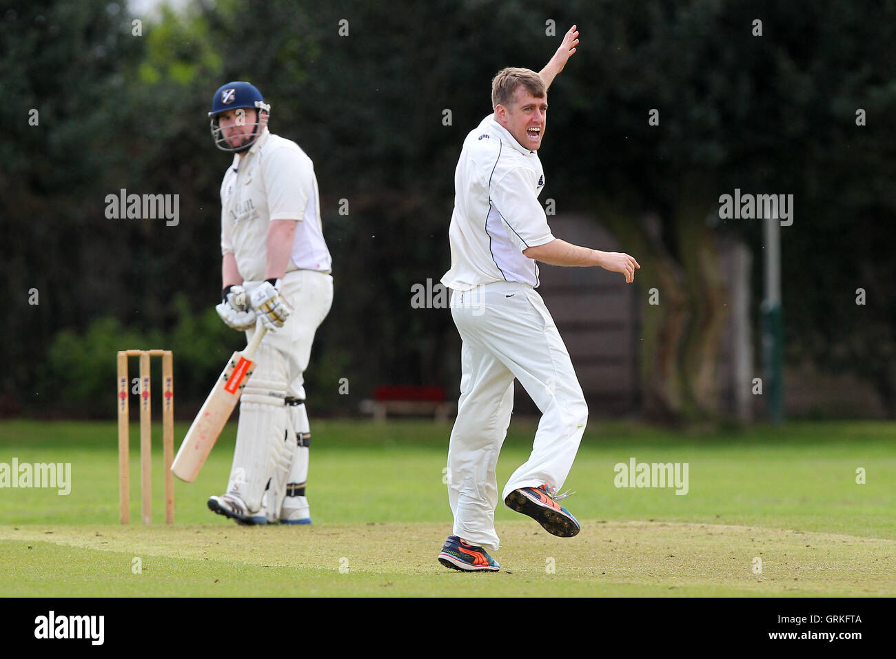 Ben MacGregor of Chingford claims the wicket of Alan Ison - Upminster ...