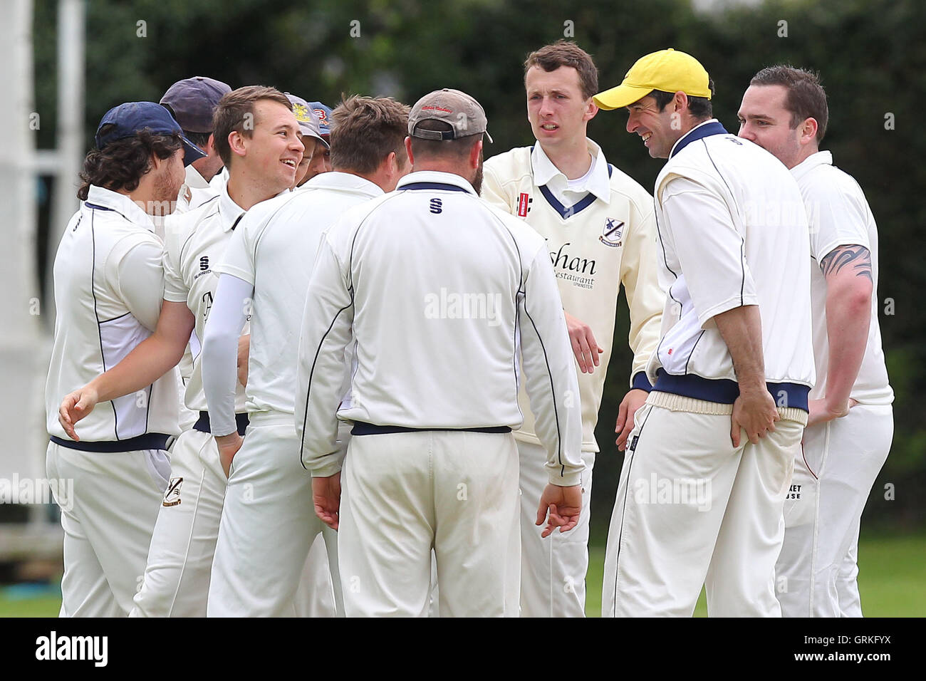 Upminster players celebrate the first Southend wicket - Upminster CC vs ...