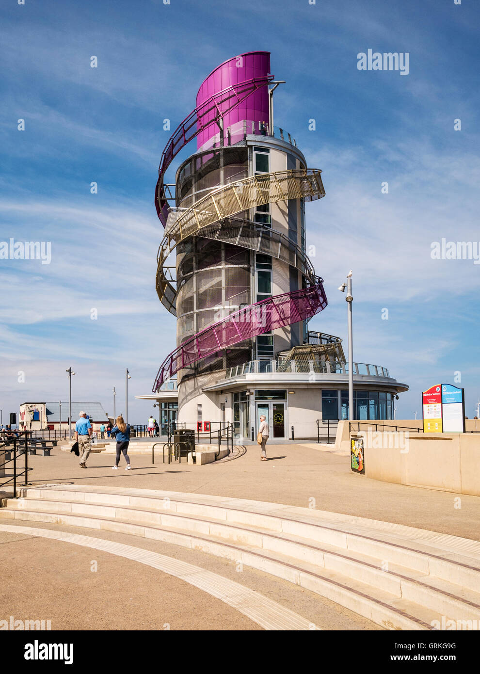 The Beacon Vertical Pier Esplanade Redcar UK Stock Photo - Alamy