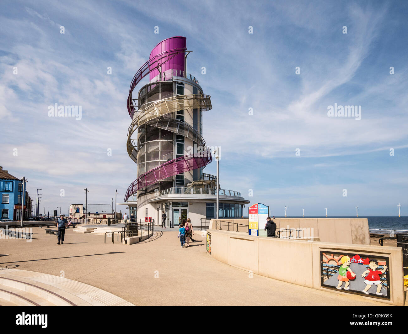 The Beacon Vertical Pier Esplanade Redcar UK Stock Photo - Alamy