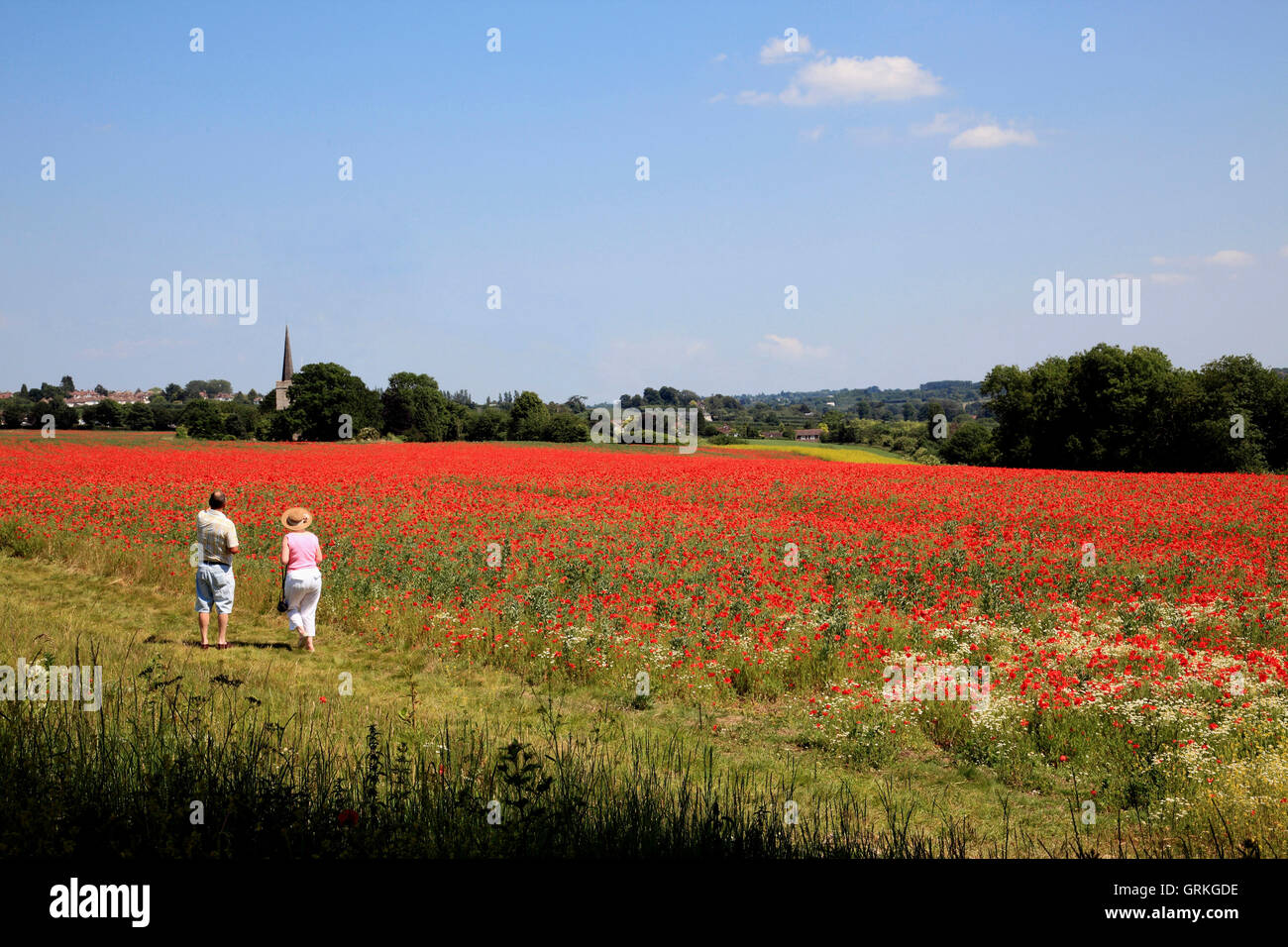 Barming Church & Poppy field, Barming, Maidstone, Kent, UK Stock Photo ...