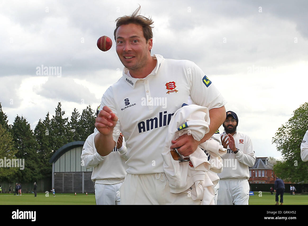 Delight for Graham Napier of Essex as he leaves the field after taking ...