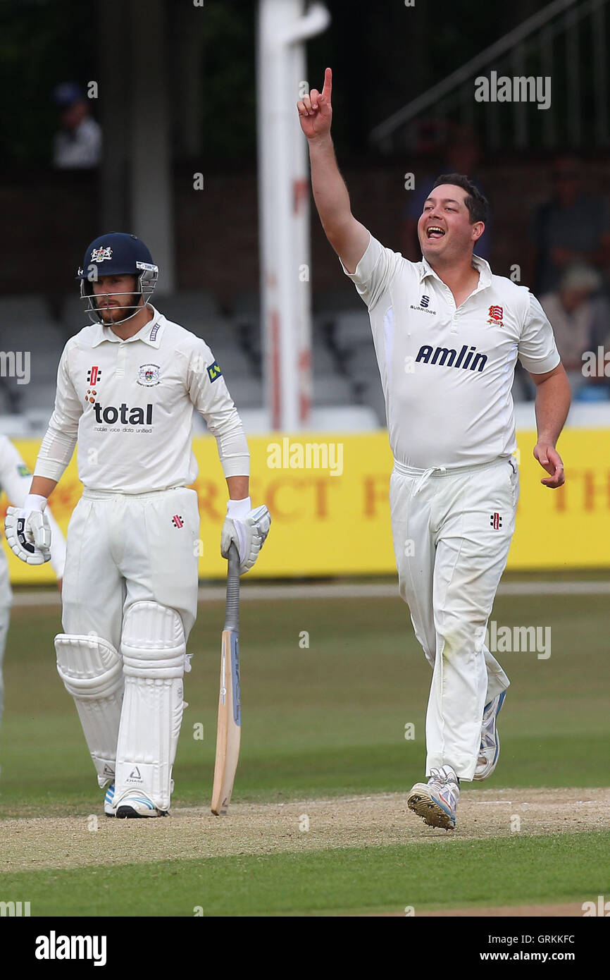 Delight for Jesse Ryder of Essex as he claims the wicket of Jack Taylor ...