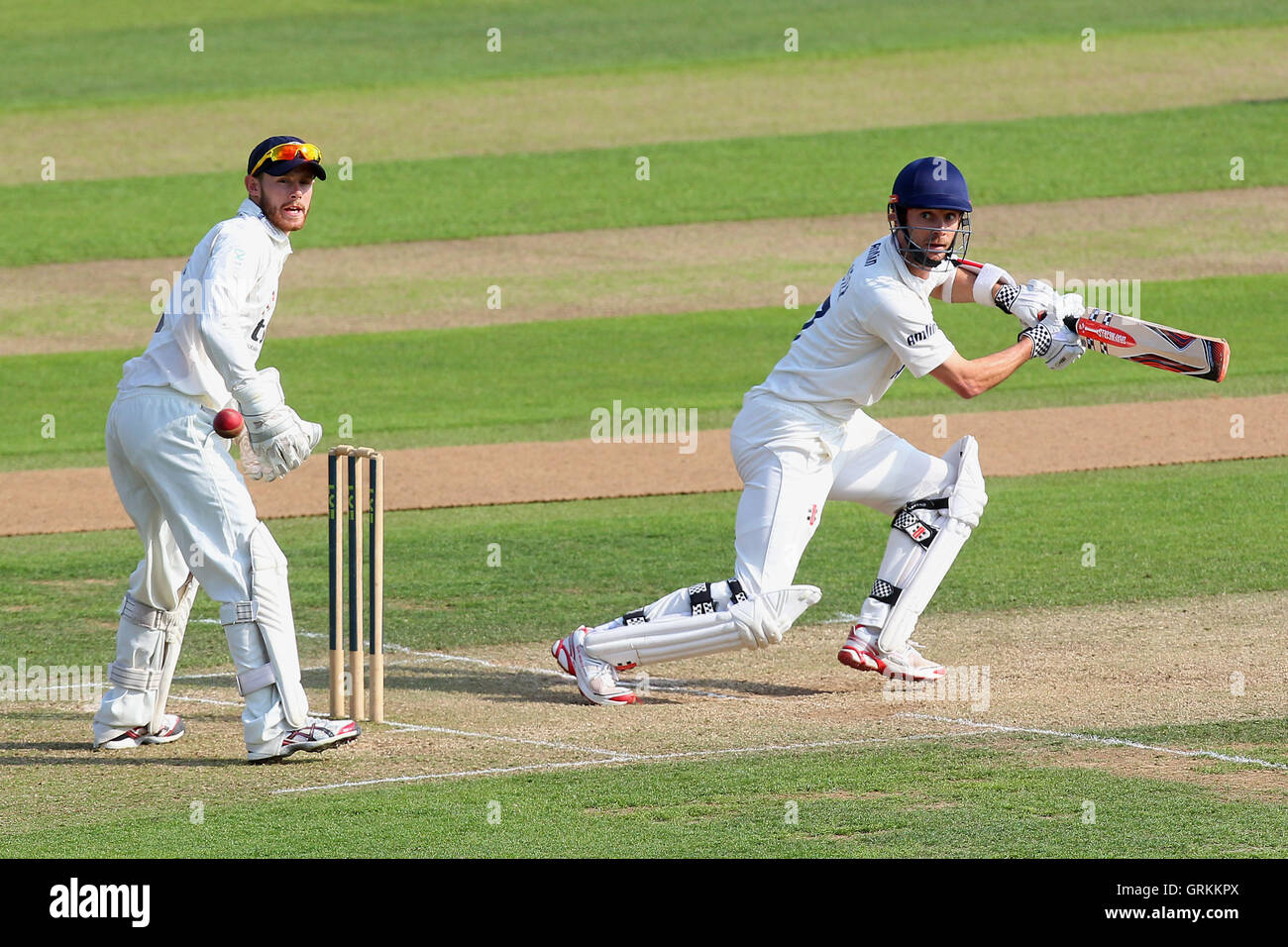 James Foster of Essex in batting action as Adam Rouse looks on - Essex ...