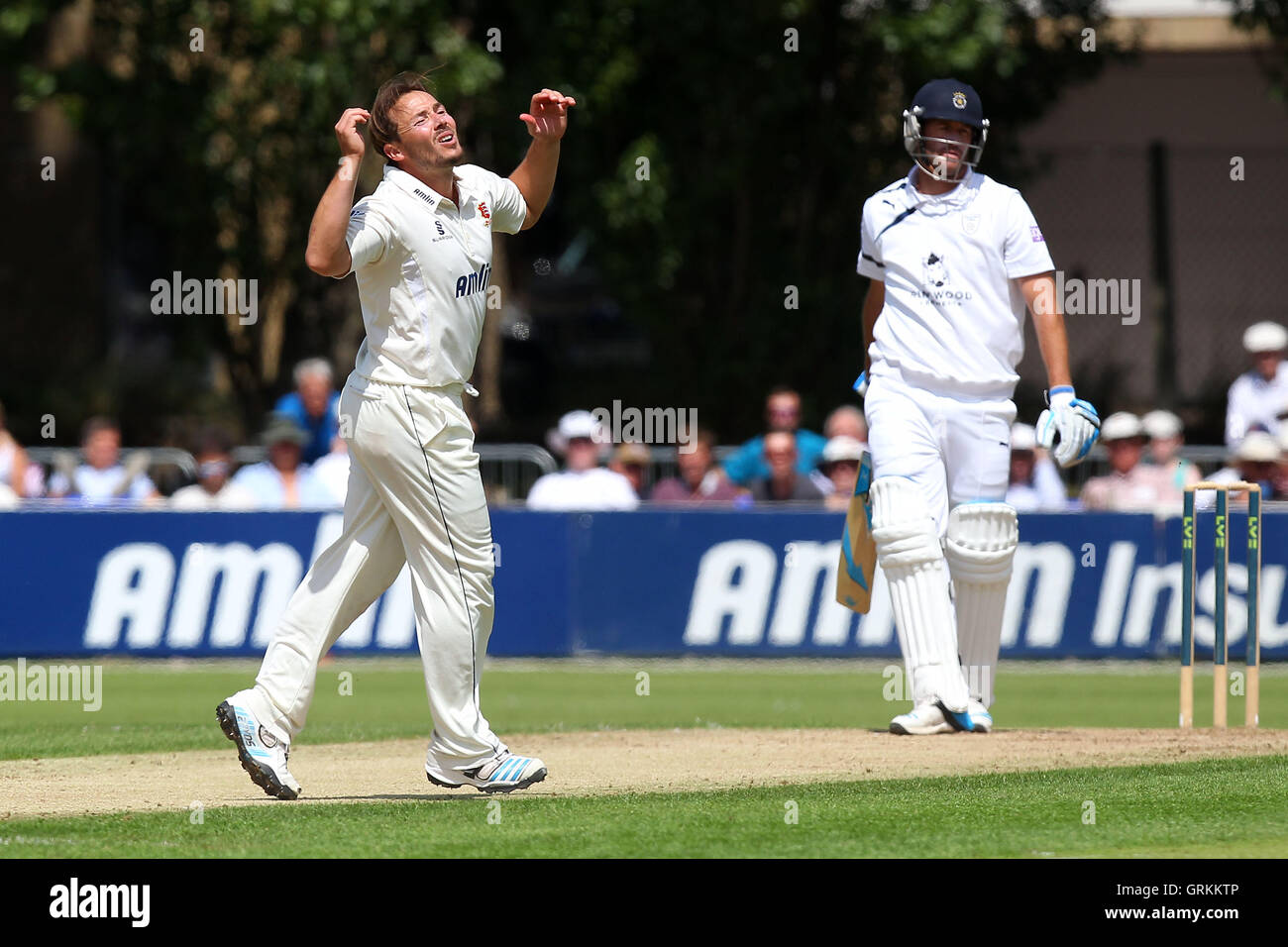 Graham Napier of Essex goes close to the wicket of Sean Ervine - Essex ...