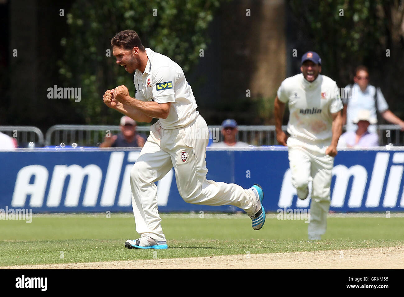 Greg Smith of Essex celebrates the wicket of Nathan Rimmington - Essex ...