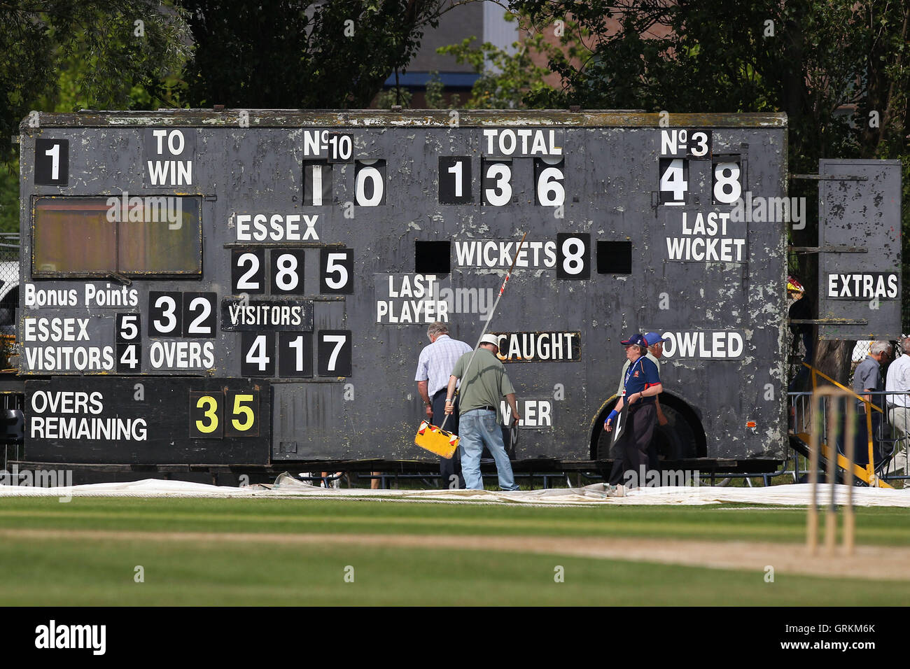 The mobile scoreboard is used for the last time and shows the Essex ...