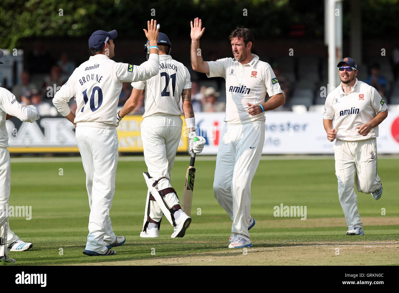 David Masters of Essex celebrates the wicket of Ben Harmison - Essex ...