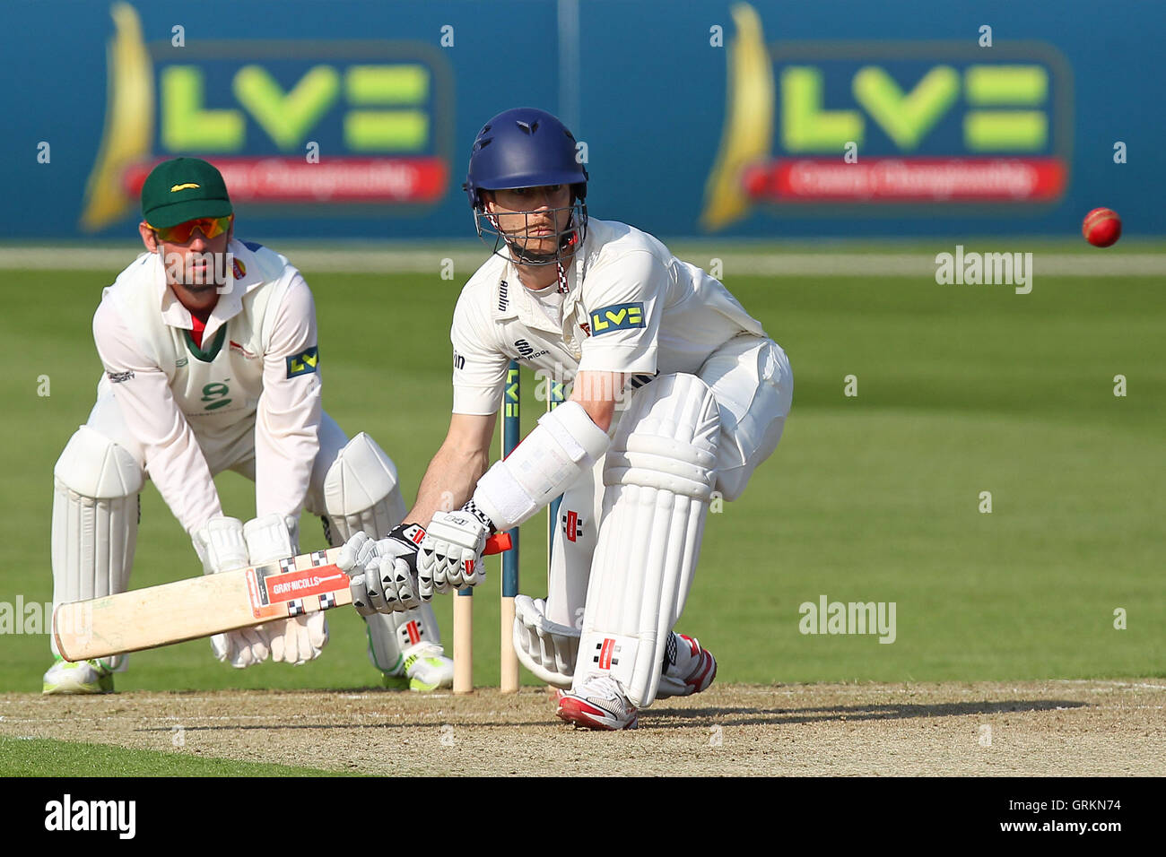 James Foster in batting action for Essex as Ned Eckersley looks on ...