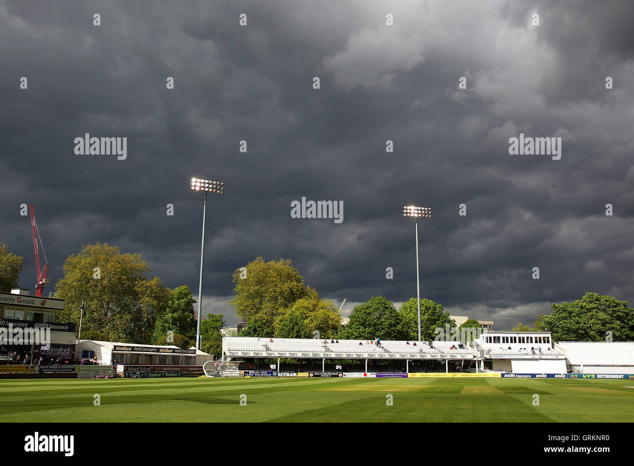 Dark clouds over the Essex County ground during the tea interval ...