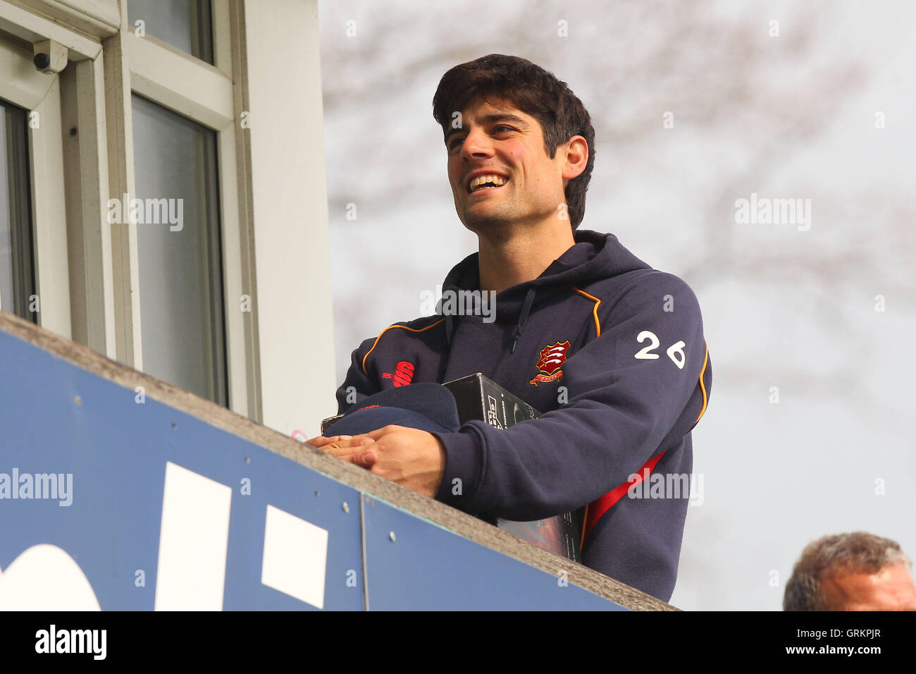 Alastair Cook of Essex and England smiles as he looks on from the ...