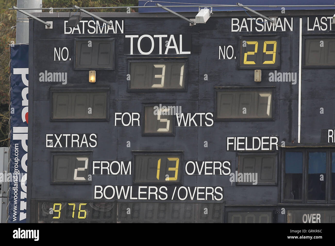 The scoreboard shows that Worcestershire have been reduced to 31 for 5 ...