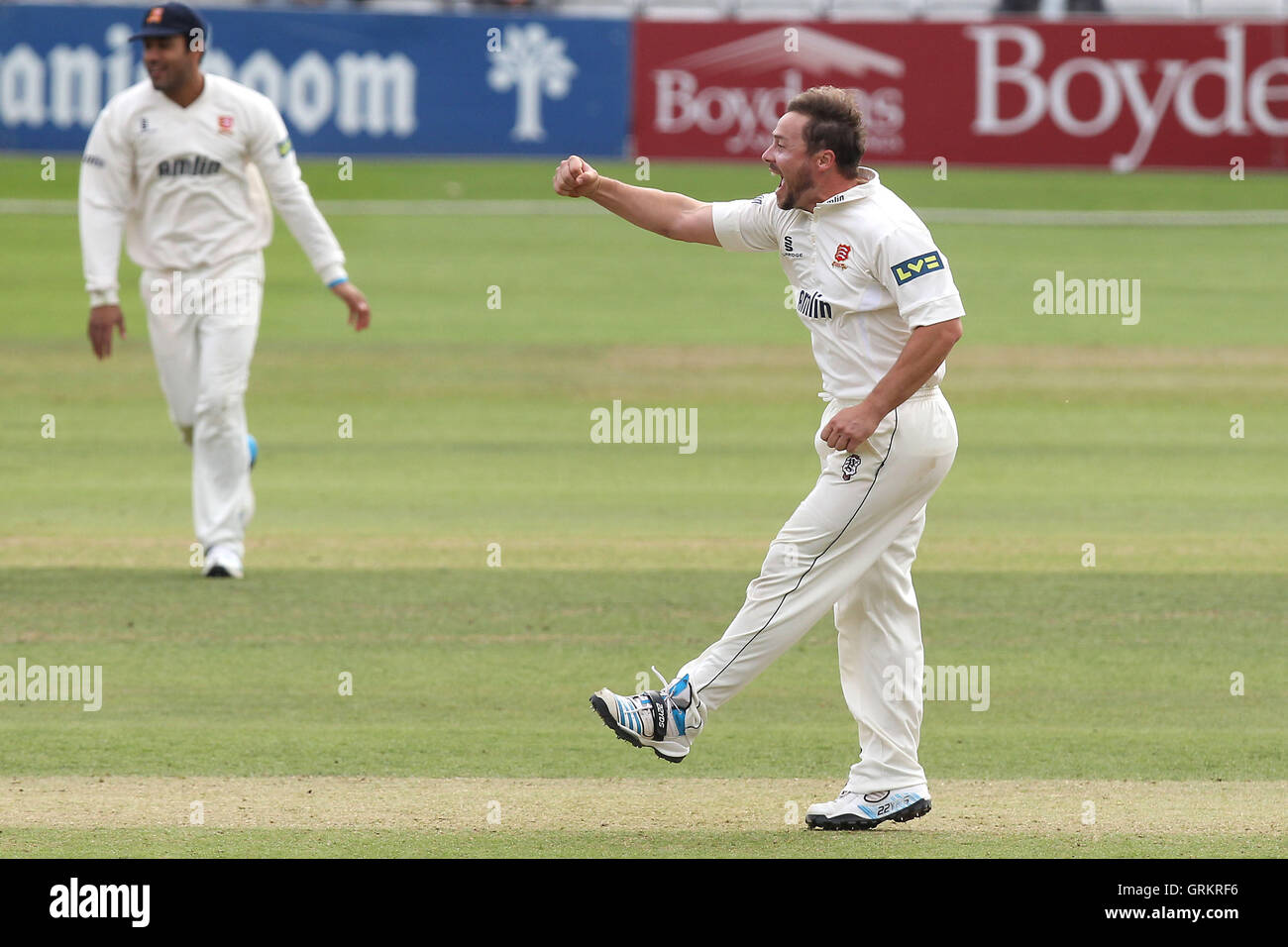 Graham Napier of Essex celebrates the wicket of Joe Leach - Essex CCC ...