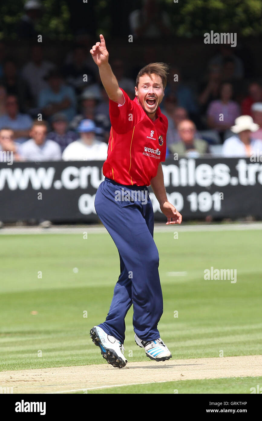 Graham Napier of Essex with an appeal for the wicket of Angus Robson ...