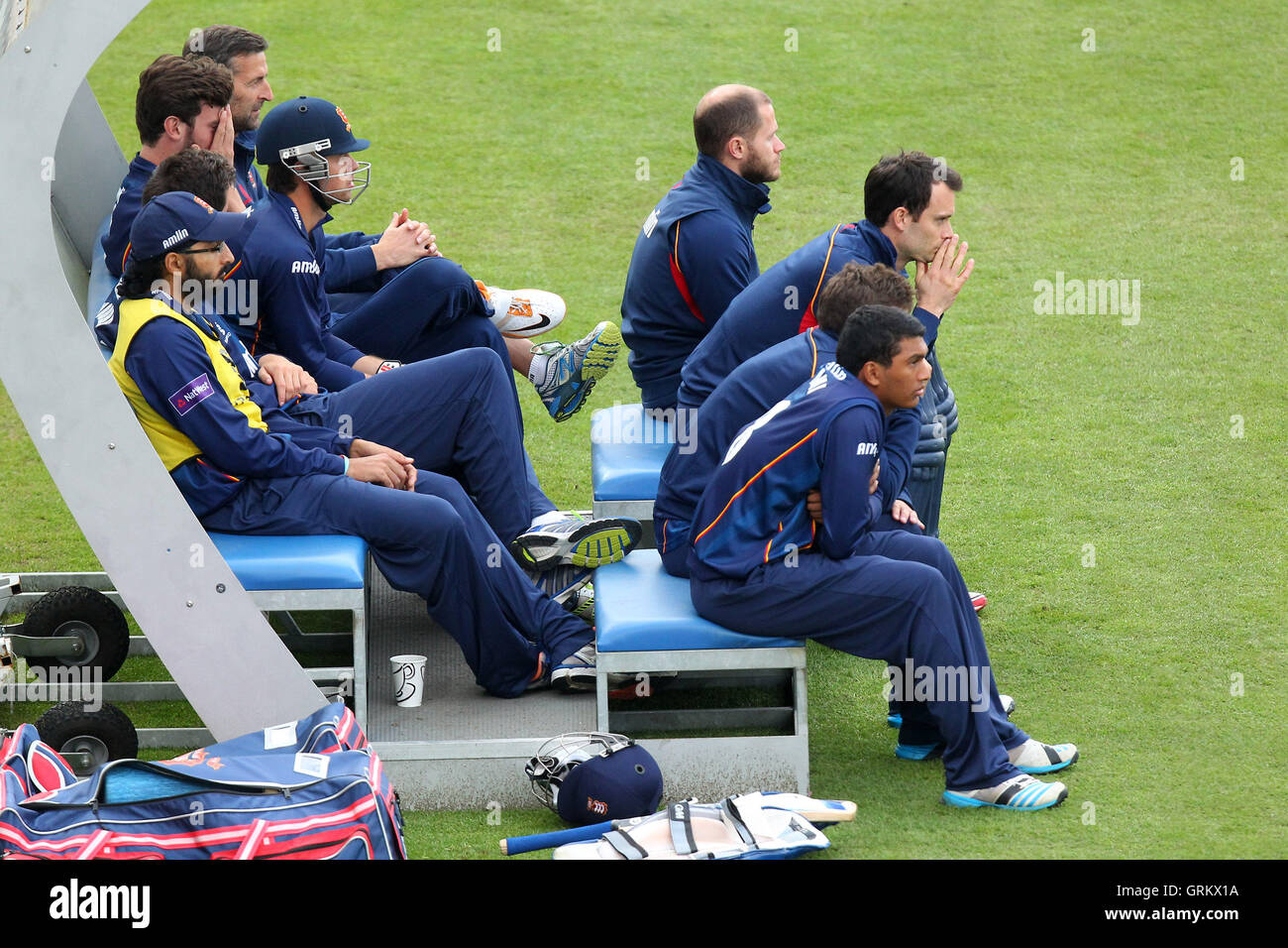 The Essex players look on from the dugout - Hampshire CCC vs Essex ...