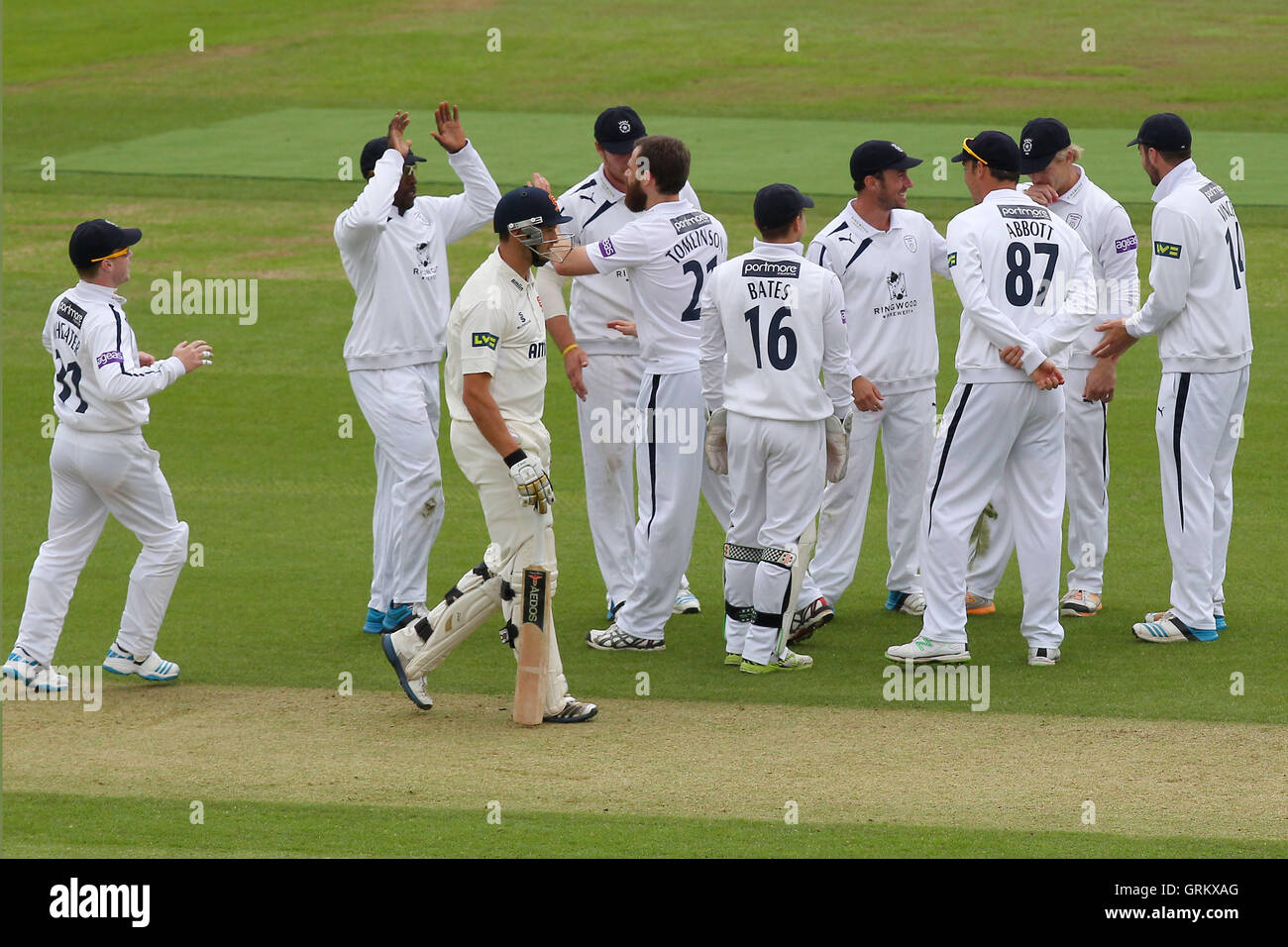 Hampshire players celebrate the wicket of Nick Browne - Hampshire CCC ...
