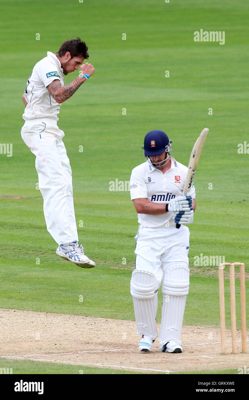 Ben Harmison of Kent celebrates the wicket of Ryan ten Doeschate - Kent ...