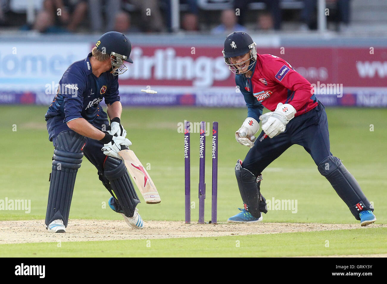 Sam Billings effects the stumping of Essex batsman Tom Westley from the ...