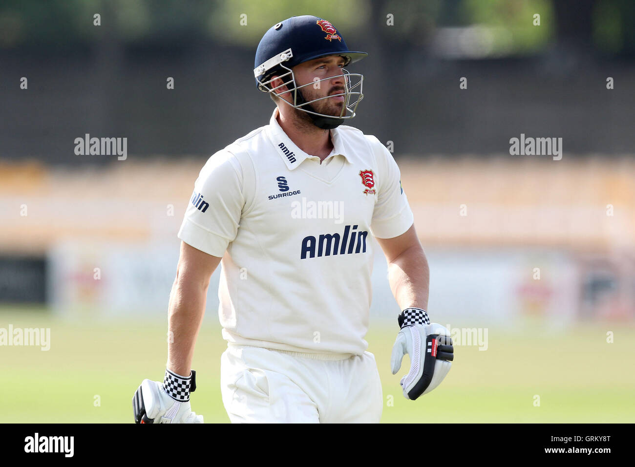 Jaik Mickleburgh of Essex leaves the field having been dismissed ...