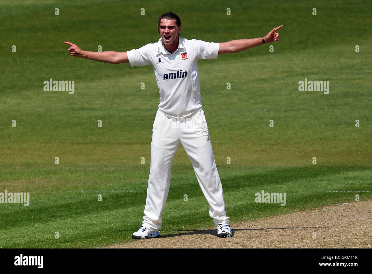 Oliver Newby of Essex with a strong appeal for the wicket of Daryl ...