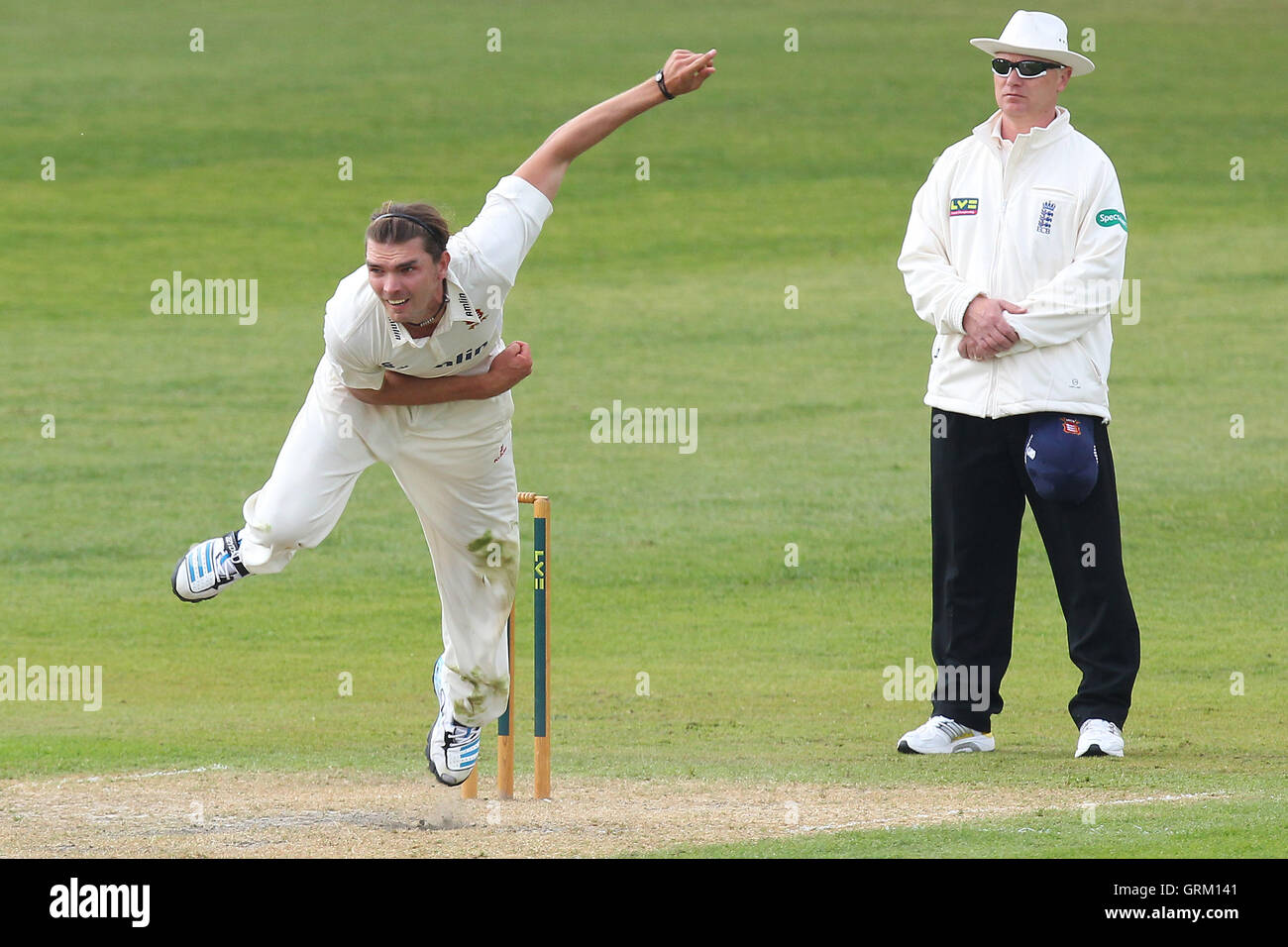 Oliver Newby in bowling action for Essex - Worcestershire CCC vs Essex ...