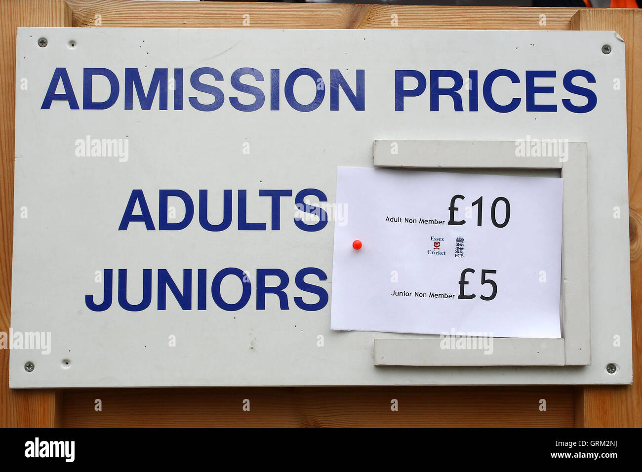 The admission prices for Day Four are displayed at one of the entrance ...