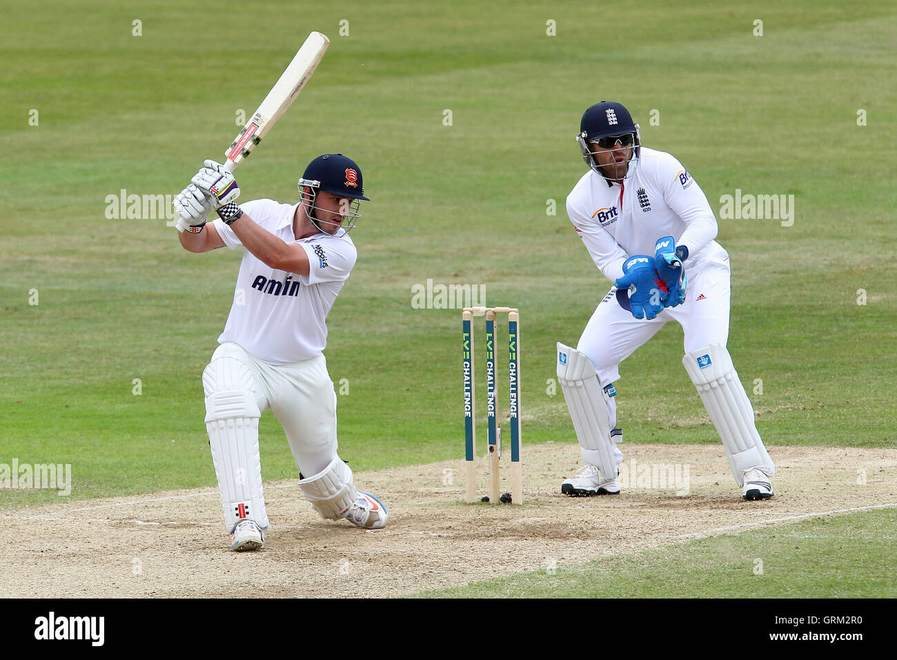 Hamish Rutherford in batting action for Essex as Matt Prior looks on ...