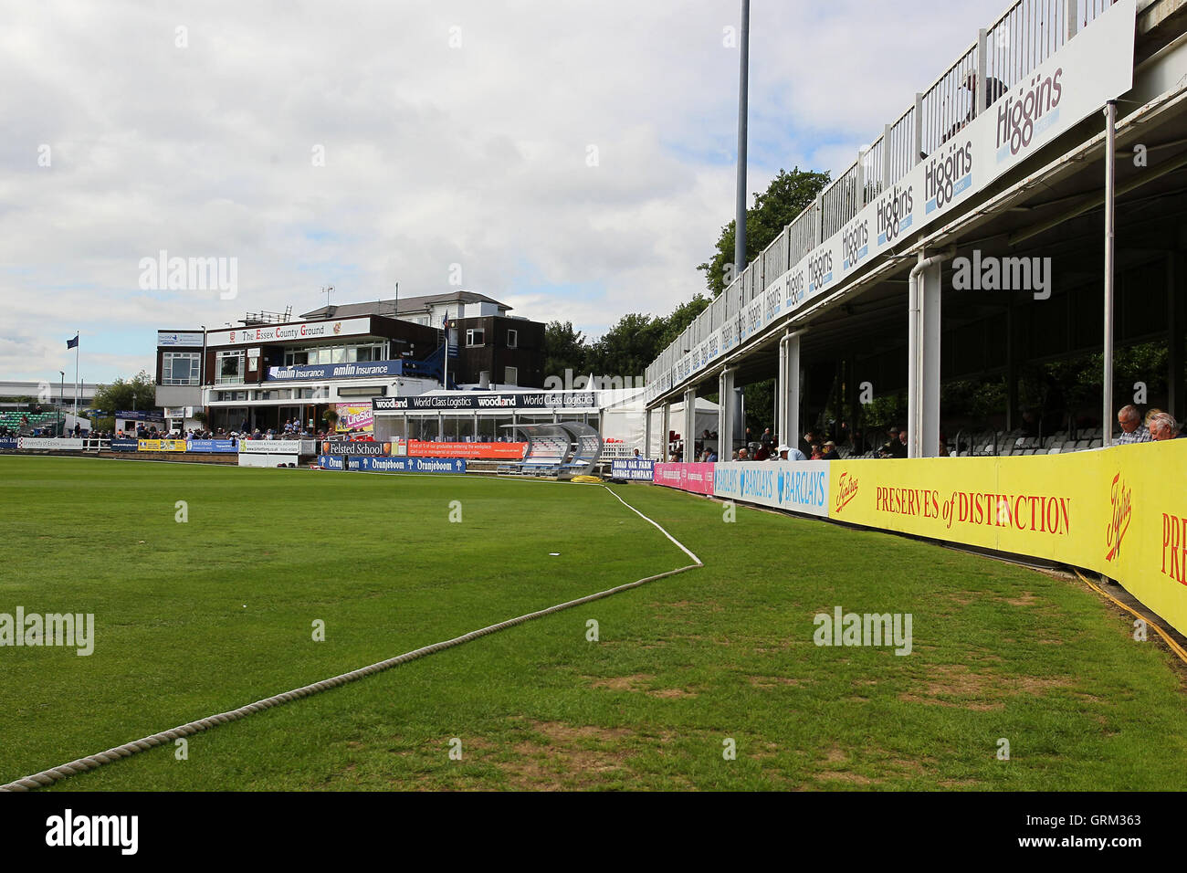 General view of the Pavilion (L) and Tom Pearce Stand (R) at the Essex ...