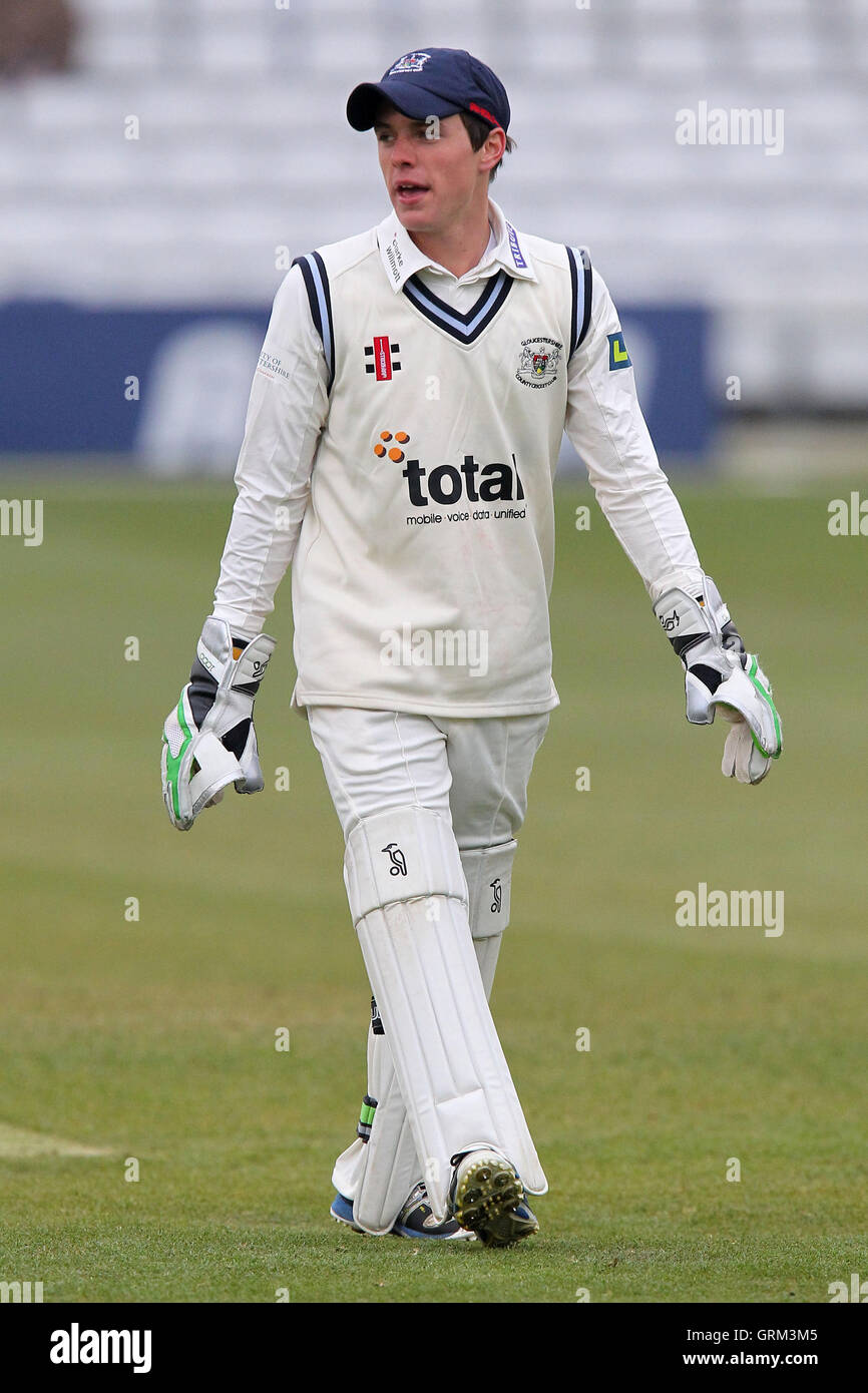Gloucestershire wicket keeper Cameron Herring in action on his debut ...