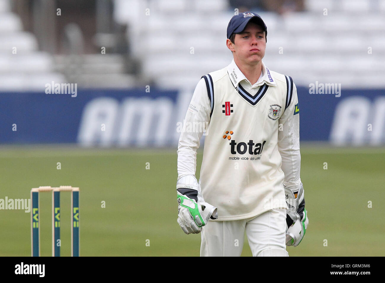 Gloucestershire wicket keeper Cameron Herring in action on his debut ...