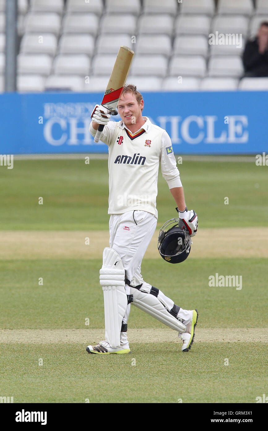 Tom Westley of Essex celebrates scoring a century, 100 runs for his ...