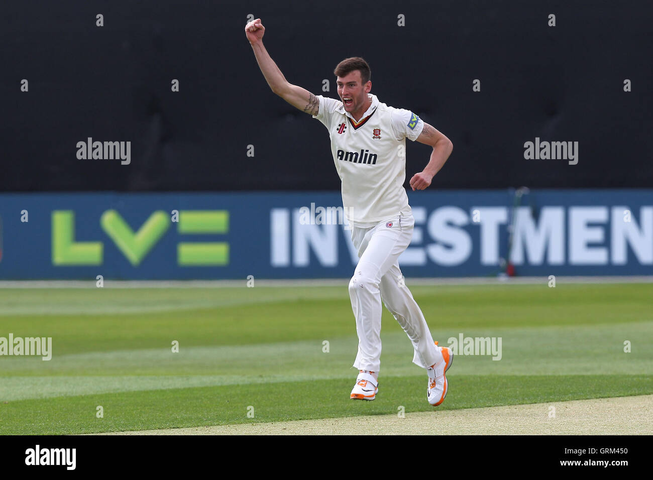 Reece Topley of Essex celebrates the wicket of Michael Carberry - Essex ...