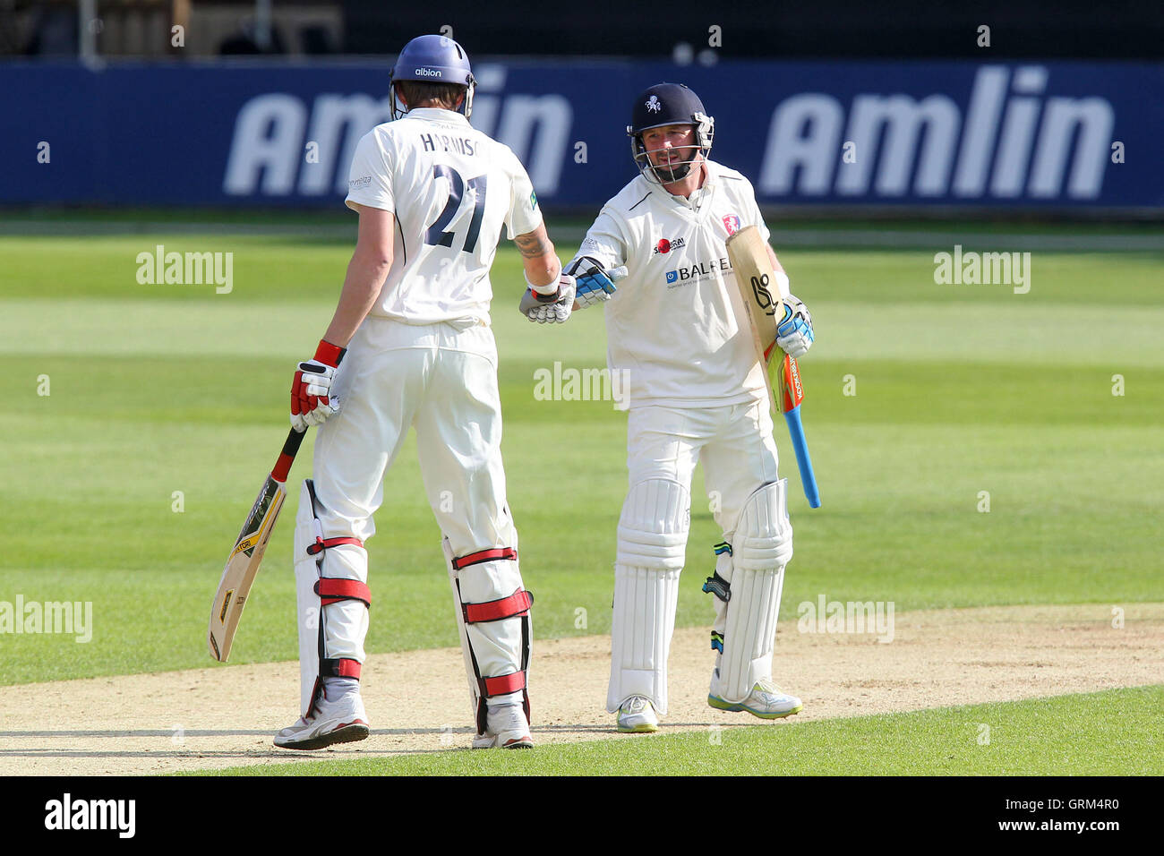 Ben Harmison and Darren Stevens of Kent enjoy a century partnership ...