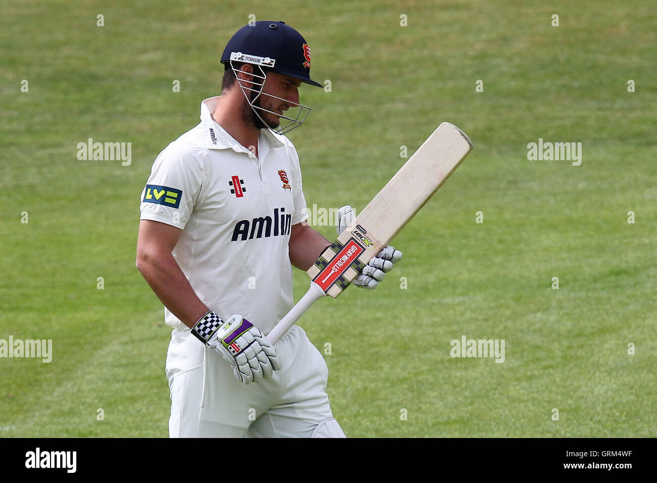 Hamish Rutherford of Essex leaves the field having been dismissed by ...