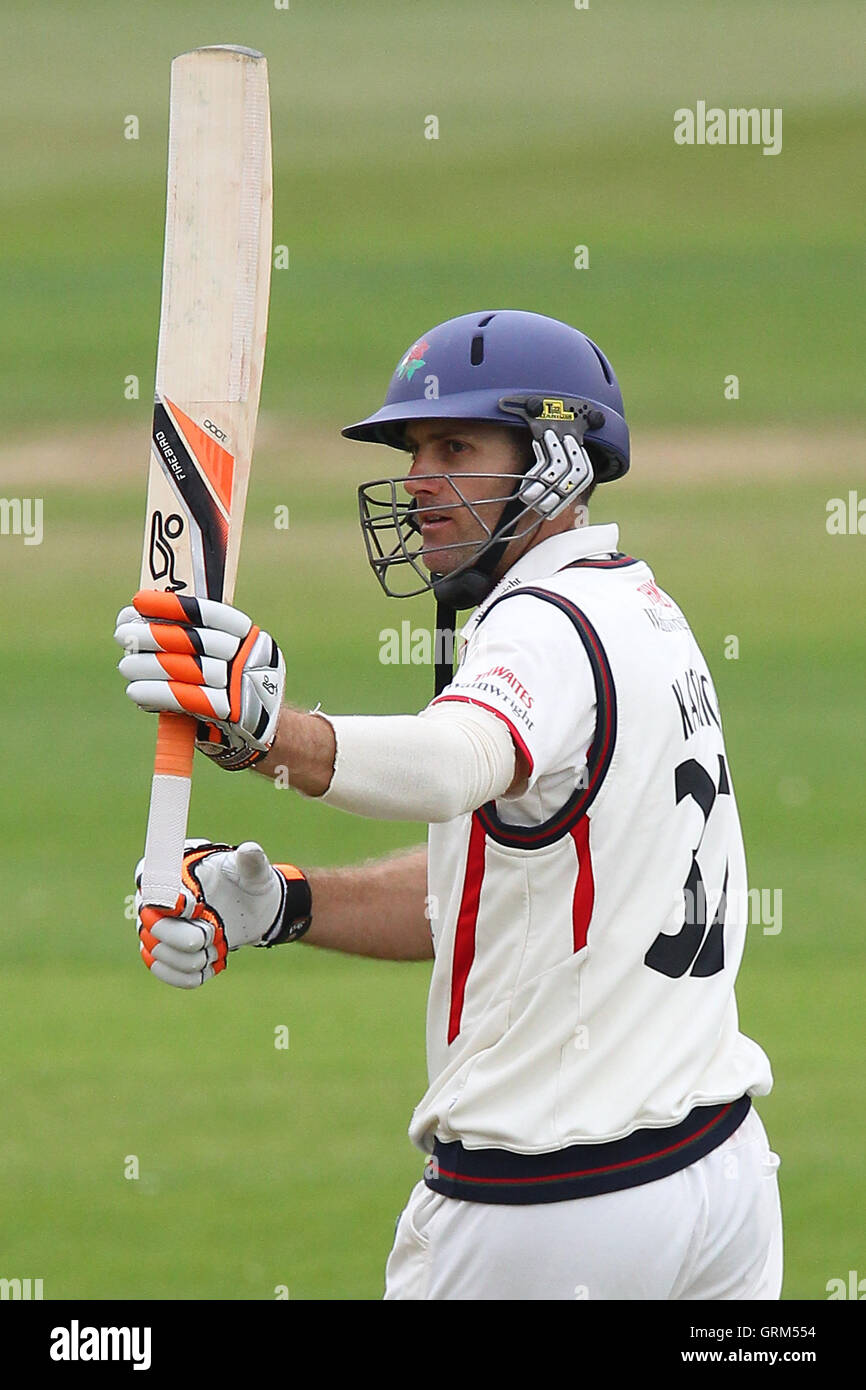 Simon Katich of Lancashire celebrates a half-century, 50 runs for his ...