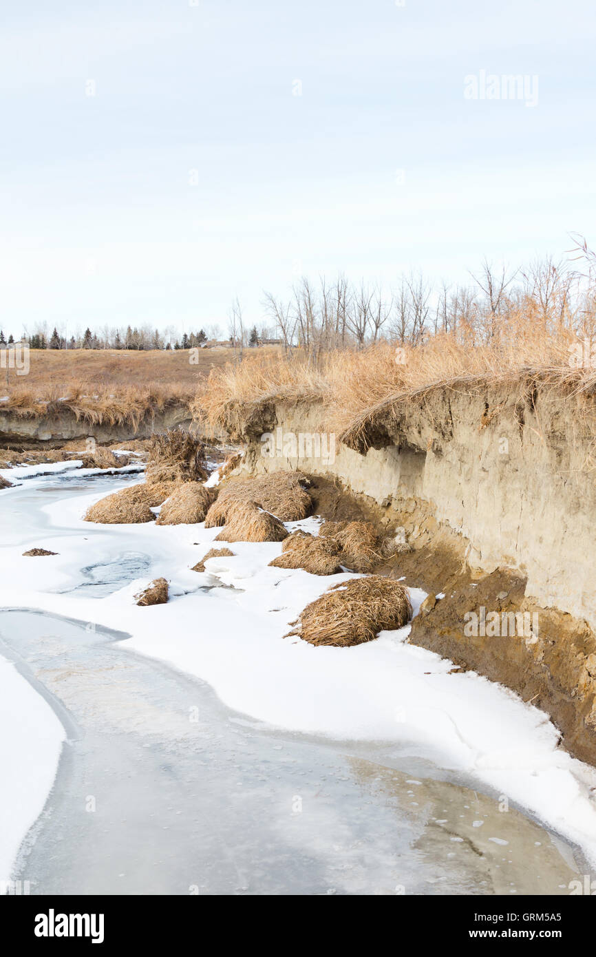 Erosion of creek bank from spring thaw Stock Photo - Alamy