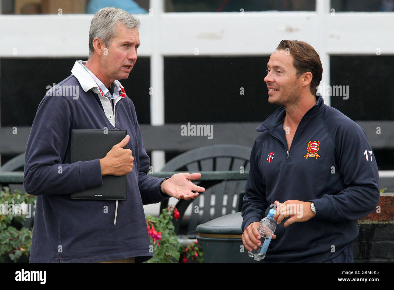 Graham Napier of Essex (R) in conversation with Neil Foster ahead of ...