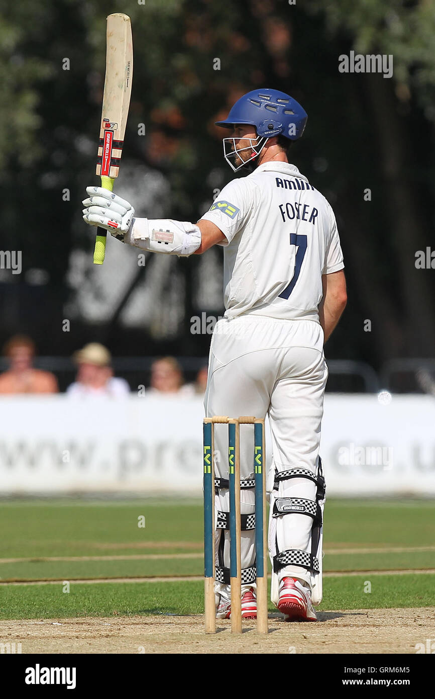 James Foster of Essex acknowledges scoring a half-century, 50 runs for ...