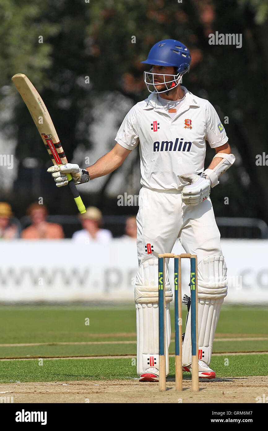 James Foster of Essex acknowledges scoring a half-century, 50 runs for ...
