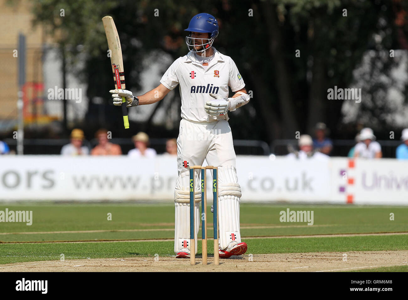James Foster of Essex acknowledges scoring a half-century, 50 runs for ...