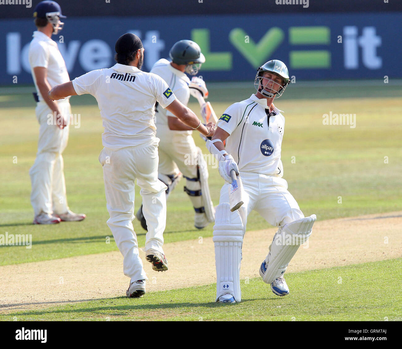 Two stumps on a cricket pitch hi-res stock photography and images - Alamy